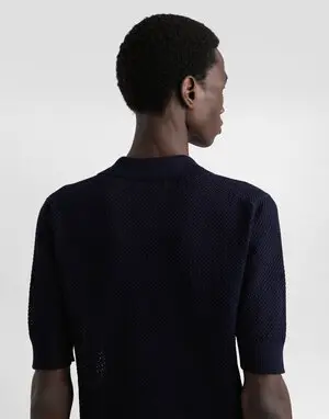 Dolce & Gabbana Micro-pattern Cotton Polo Shirt - Blue