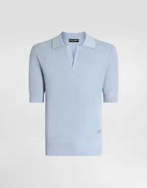 Dolce & Gabbana Micro-pattern Cotton Polo Shirt