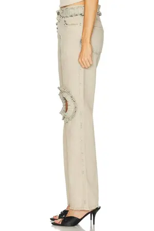 Coperni Ruffled Straight Leg Jeans