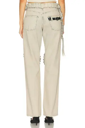 Coperni Ruffled Straight Leg Jeans