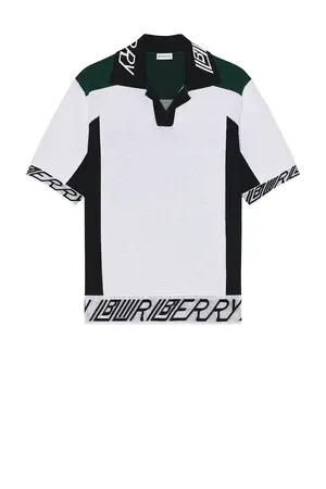 Burberry Football Script Polo In White,black - White  Black  & Green