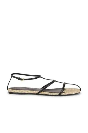Khaite Cage Flat Sandal - Black & Natural