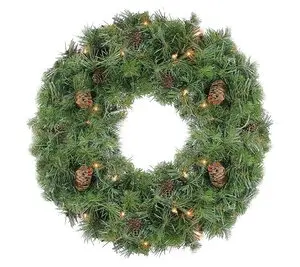 NORTHLIGHT Pre-lit Dakota Pine Christmas Wreath 24 - One-color