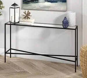 HUDSON&CANAL Henley Rectangular Console Table With Glass Top - One-color