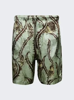 Dries Van Noten Piperi Printed Shorts - Khaki