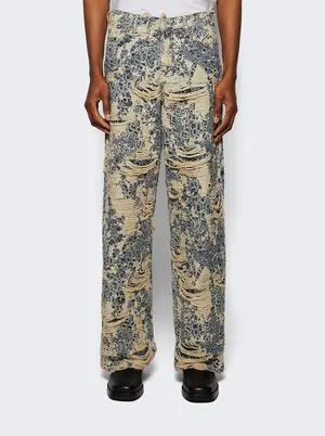 Acne Studios 1981 Denim Distressed Monogram Jeans