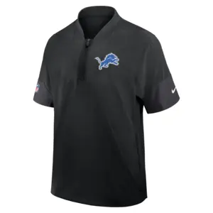 Nike Detroit Lions Sideline Coach Nfl 1/2-zip Short-sleeve Jacket - Black