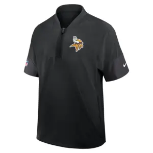 Nike Minnesota Vikings Sideline Coach Nfl 1/2-zip Short-sleeve Jacket - Black