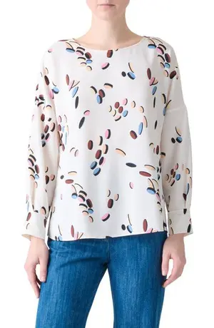 Akris Dropping Dots Satin Top