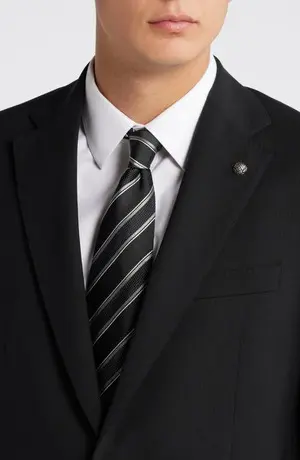 JACK VICTOR Espirit Solid Stretch Wool Suit - Black