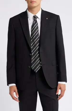 JACK VICTOR Espirit Solid Stretch Wool Suit - Black