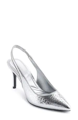 Karl Lagerfeld Paris Rosalyn Pointed Toe Slingback Pumps - Silver