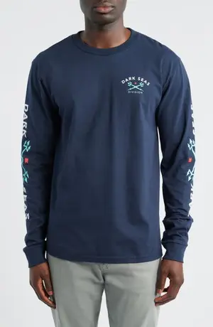 DARK SEAS Headmaster V3 Long Sleeve Graphic T-shirt - Navy