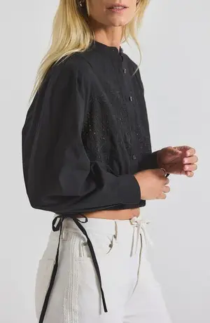 Derek Lam 10 Crosby Malory Garden Tile Cotton Eyelet Button-up Shirt