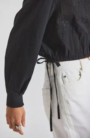 Derek Lam 10 Crosby Malory Garden Tile Cotton Eyelet Button-up Shirt