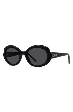 Loewe Thin Mini Oval Sunglasses - Shiny Black/smoke