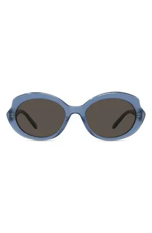 Loewe Thin Mini Oval Sunglasses - Shiny Light Blue/brown