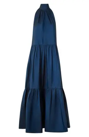 Akris Sleeveless Tiered Techno Taffeta Dress