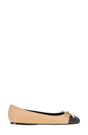 Bcbgmaxazria Hartly Cap Toe Ballet Flat - Tan/ Black