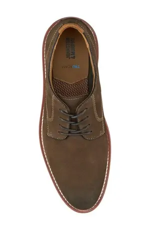 Johnston & Murphy Upton Plain Toe Derby - Dk Brown Nubuck