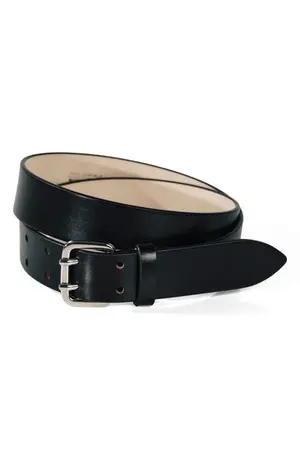 DEHANCHE Mini Hutch Leather Belt - Black/ Silver