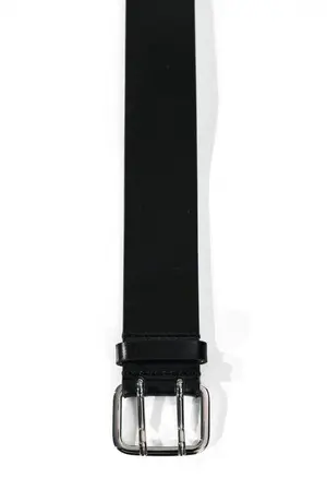 DEHANCHE Mini Hutch Leather Belt - Black/ Silver