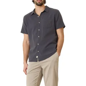 Marine Layer Classic Solid Short Sleeve Stretch Cotton Selvage Button-up Shirt
