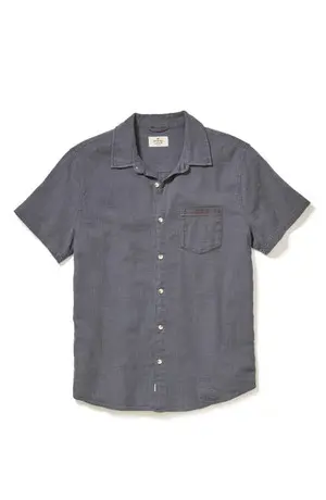 Marine Layer Classic Solid Short Sleeve Stretch Cotton Selvage Button-up Shirt