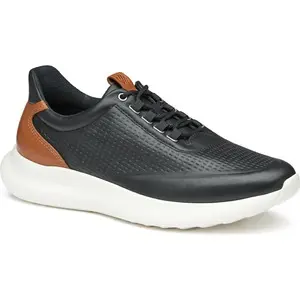 Johnston & Murphy U-throat Leather Sneaker - Black Full Grain