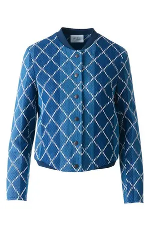 Akris Diamond Jacquard Crop Bomber Jacket