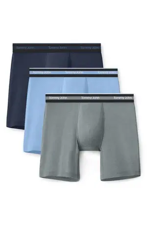 Tommy John 3-pack Comfort Micro 6-inch Boxer Briefs - Dress Blues/blue Quartz/dutch Canal