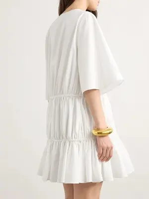 Alaïa Gathered Cotton-poplin Mini Dress - White