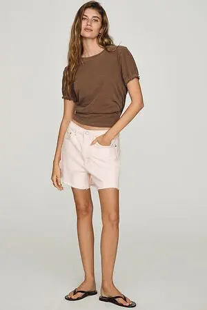 PILCRO Bennie Cotton Puff Sleeve T-shirt - Root Beer