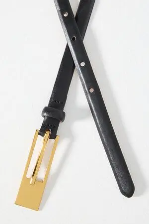 Maeve Skinny Square Buckle Belt - Black