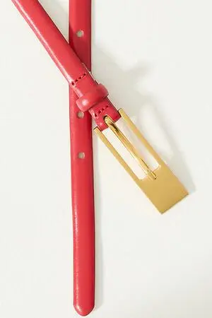 Maeve Skinny Square Buckle Belt - Red
