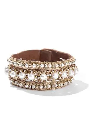 Deepa Gurnani Kimmy Stone Cuff Bracelet - Gold