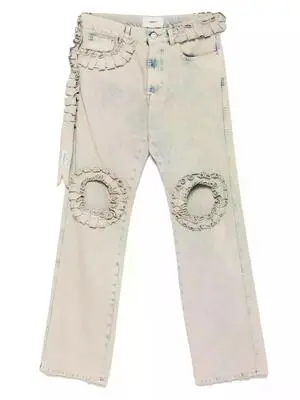 Coperni Ruffle-detail Boyfriend Jeans - Neutrals