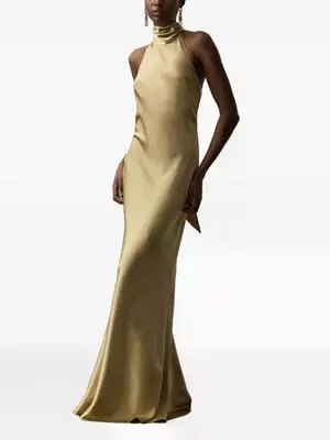 Ralph Lauren Satin Halterneck Gown