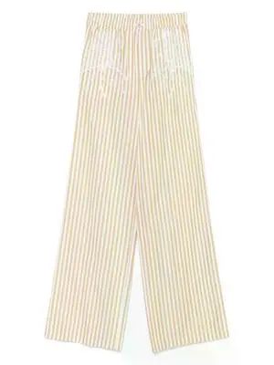Elisabetta Franchi Striped Cotton Pants - White