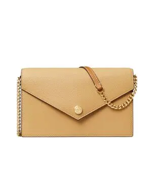 Tory Burch Pebble Envelope Chain Wallet - Biscotti