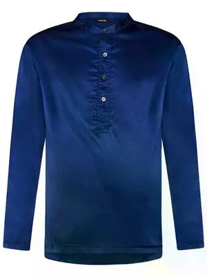 TOM FORD Henley Long-sleeve Pajama T-shirt - Blue