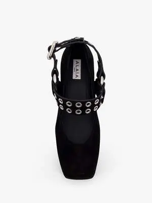 Alaïa Suede Biker Flat - Black