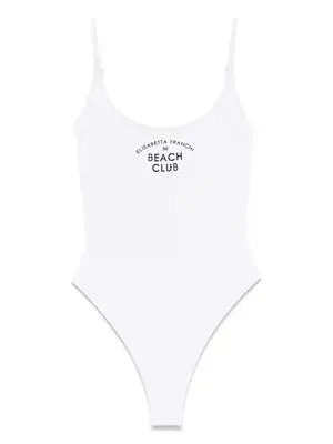 Elisabetta Franchi Logo-print Sleeveless Swimsuit - White