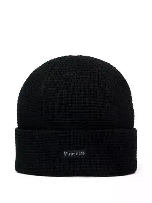 PLEASURES Waffle-knit Beanie - Black