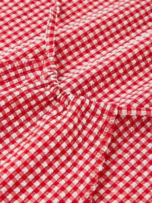 Hunza G Gingham Seersucker Halter Top - Red Gingham
