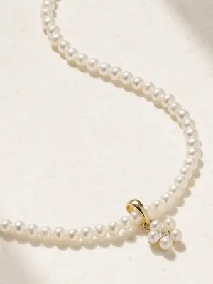 Mizuki 14-karat Pearl And Diamond Pendant Necklace - Gold