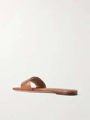 TOM FORD Embellished Leather Slides - Tan