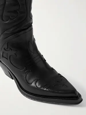 Gabriela Hearst Capitana Embroidered Leather Knee Boots - Black