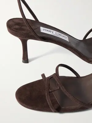 JIMMY CHOO Leo 65 Suede Sandals - Brown