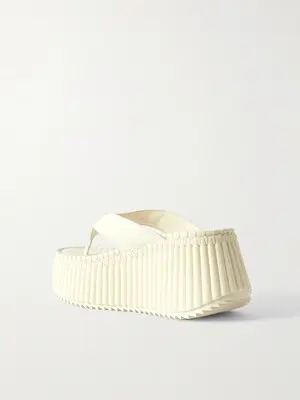 Chloé Nama Leather Platform Flip Flops - Neutrals